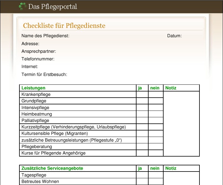 » So finde ich den richtigen Pflegedienst – Checkliste - Pflegeplatz ...